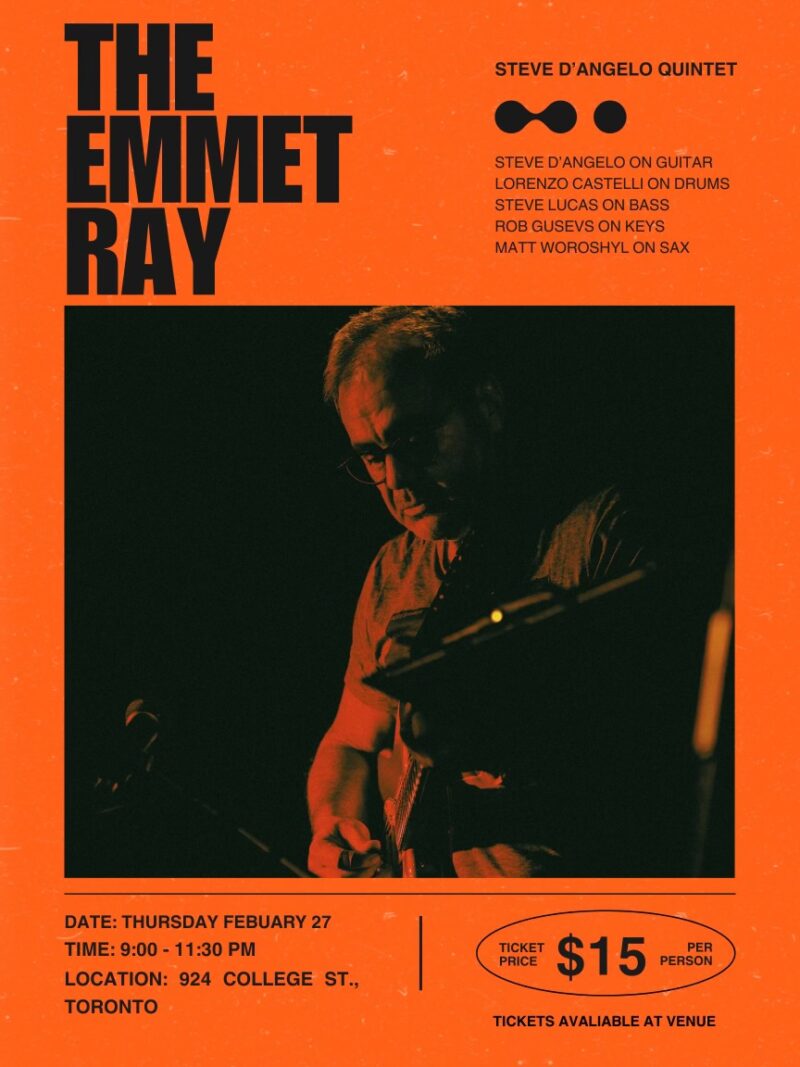 Steve D’Angelo quintet, jazz funk – The Emmet Ray